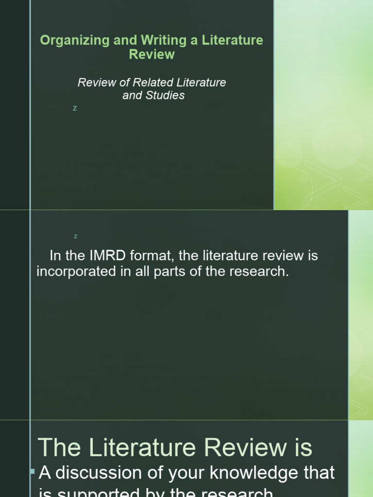 Lesson 12 Organizing and Writing A Literature Review | PDF