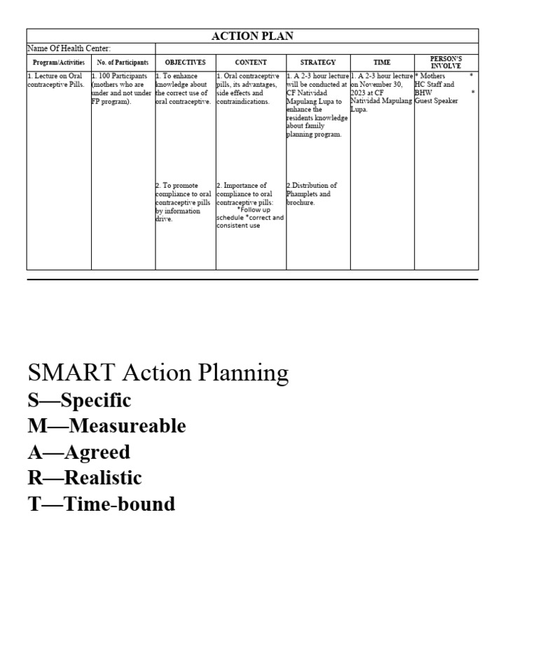 Sample Action Plan | PDF