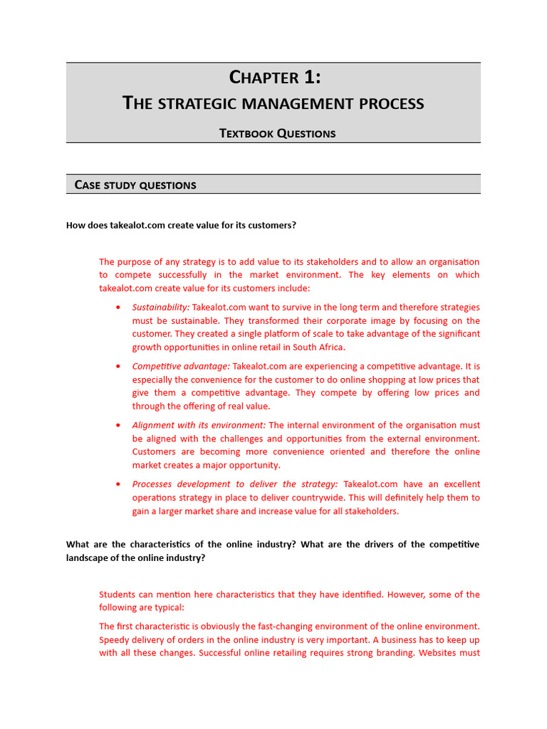 Chapter 1 - Questions & Answers | PDF | Strategic Management | Online ...