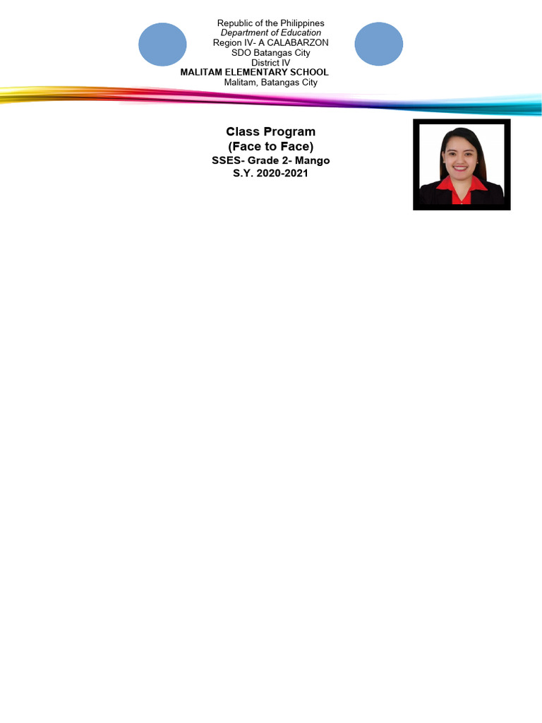 Grade 2 Face To Face Class Program | PDF | Schools | Educational ...
