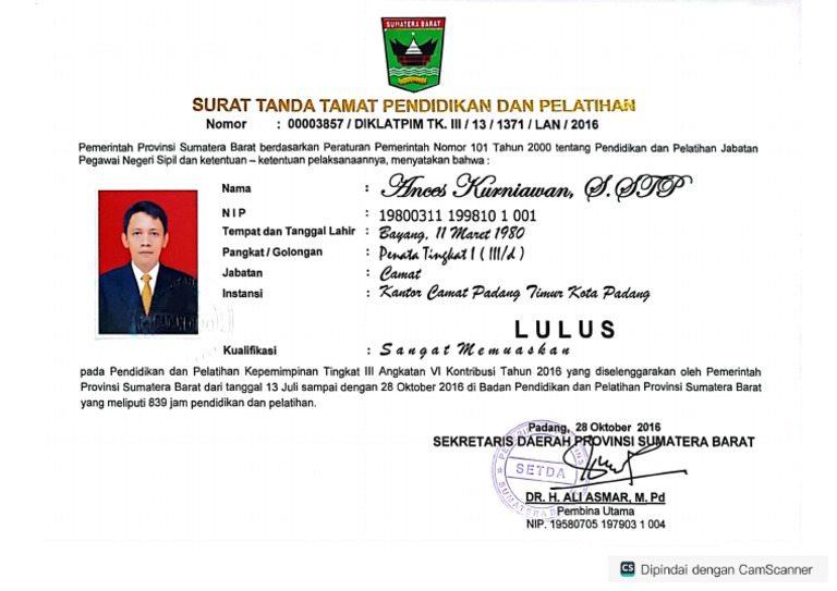 Sertifikat Pim 3 Ances | PDF