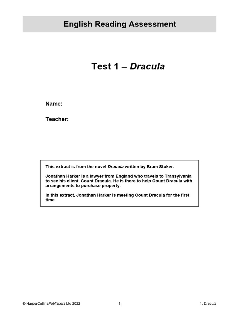 Dracula Test | PDF | Dracula | Count Dracula