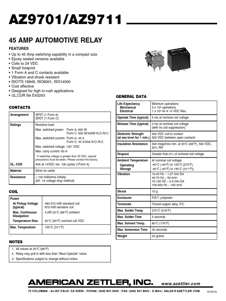Az9701 Rele | PDF | Switch | Electricity