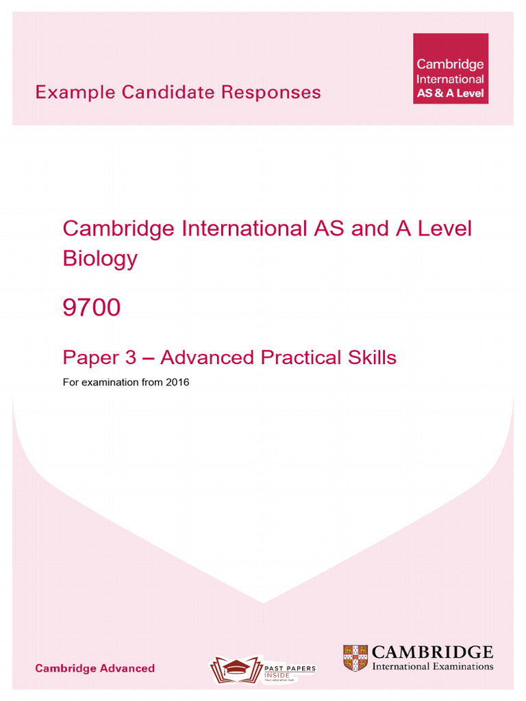 9700 Example Candidate Responses Paper 3 For Examination | PDF
