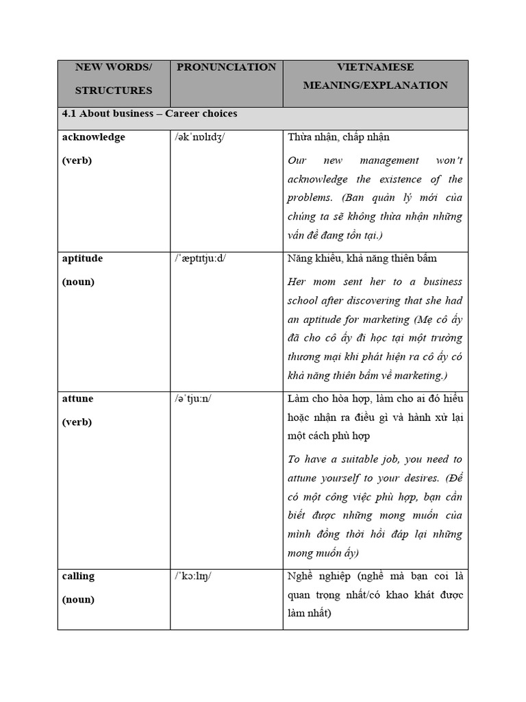New Words - Unit 4 | PDF