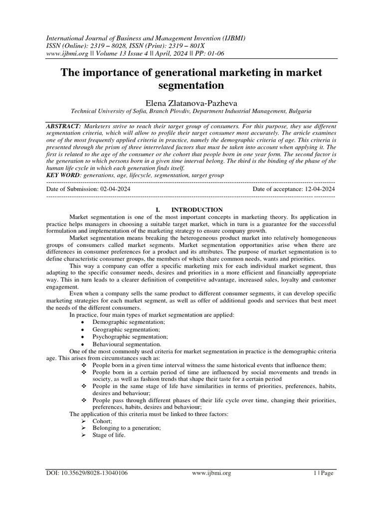 The Importance of Generational Marketing in Market Segmentation | PDF ...