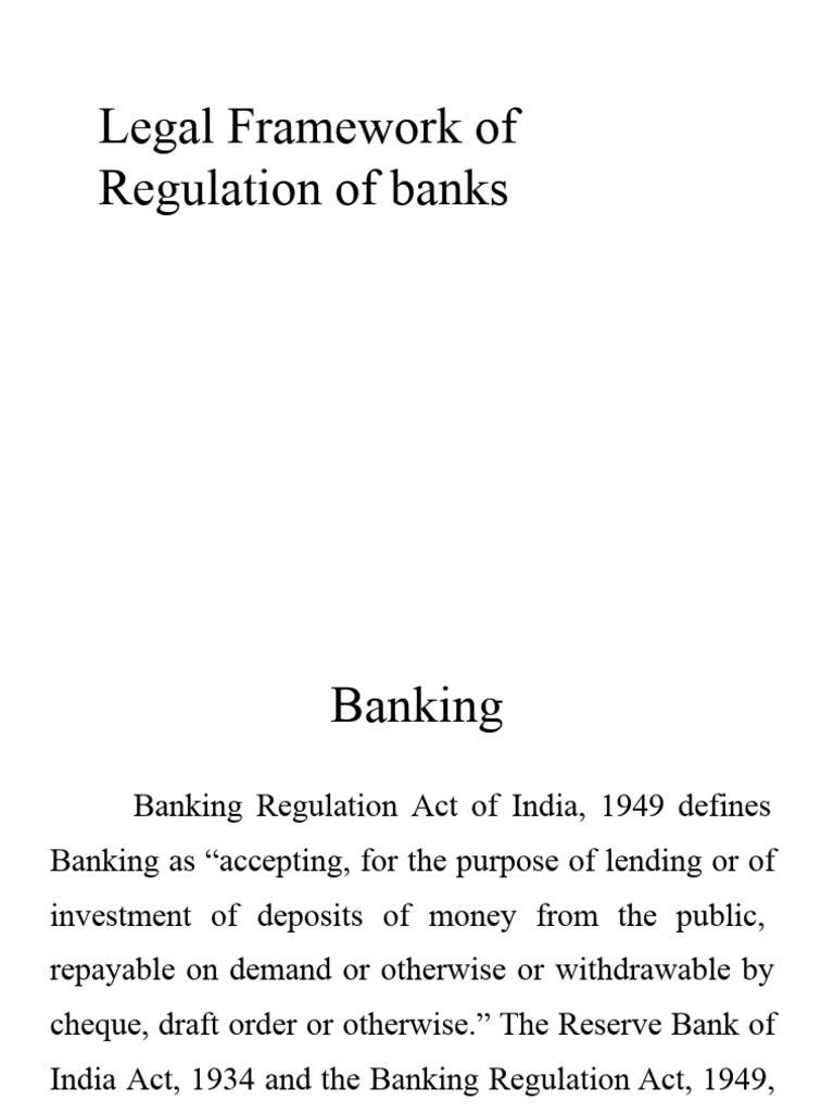 Unit 1 To 3 Legal Framework of Regulation of Banks | PDF | Reserve Bank ...