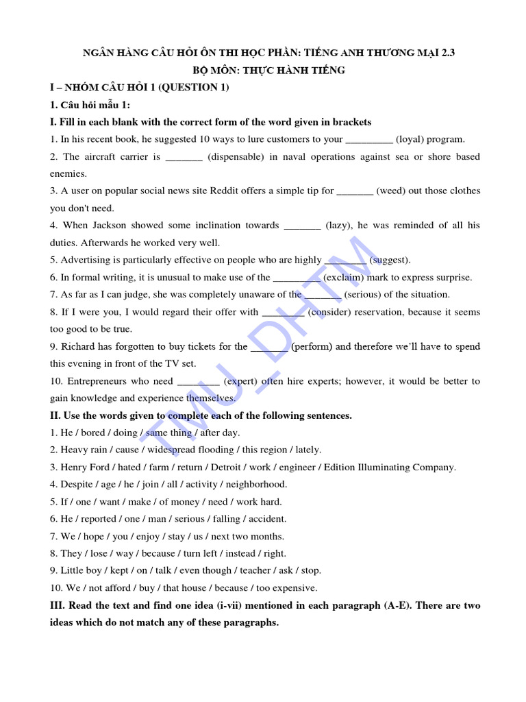 Ngân hàng câu hỏi ôn thi TATM 2.3 | PDF | Pension | Employment