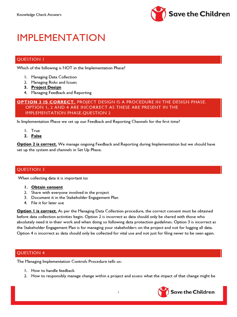 Knowledge Check Answers 6 Implementation Version 2 1712741887 | PDF | Knowledge