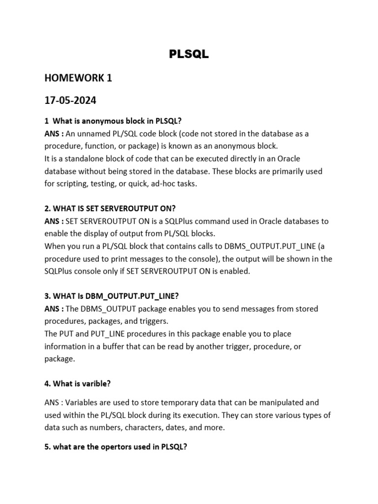 PLSQL Homework 3 | PDF | Computing | Sql