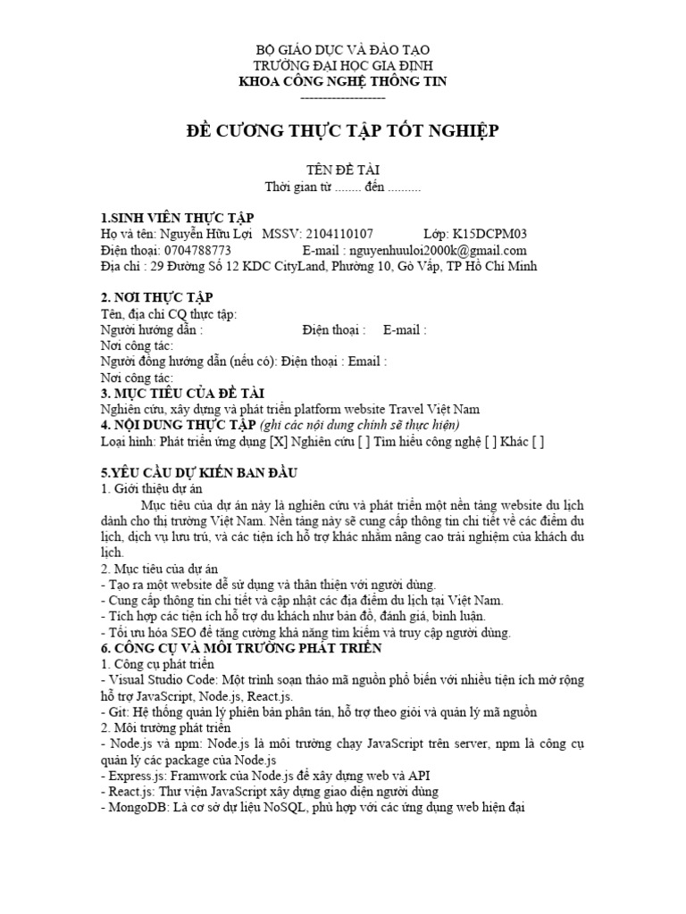 Mau de Cuong Chi Tiet - Thuc Tap | PDF