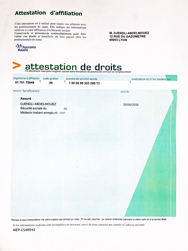 Attestation d'Affiliation | PDF