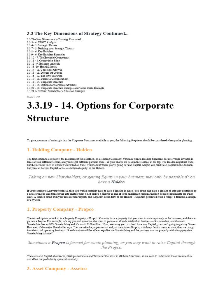 13 C Options of Corp Structure | PDF | Taxes | Capital (Economics)
