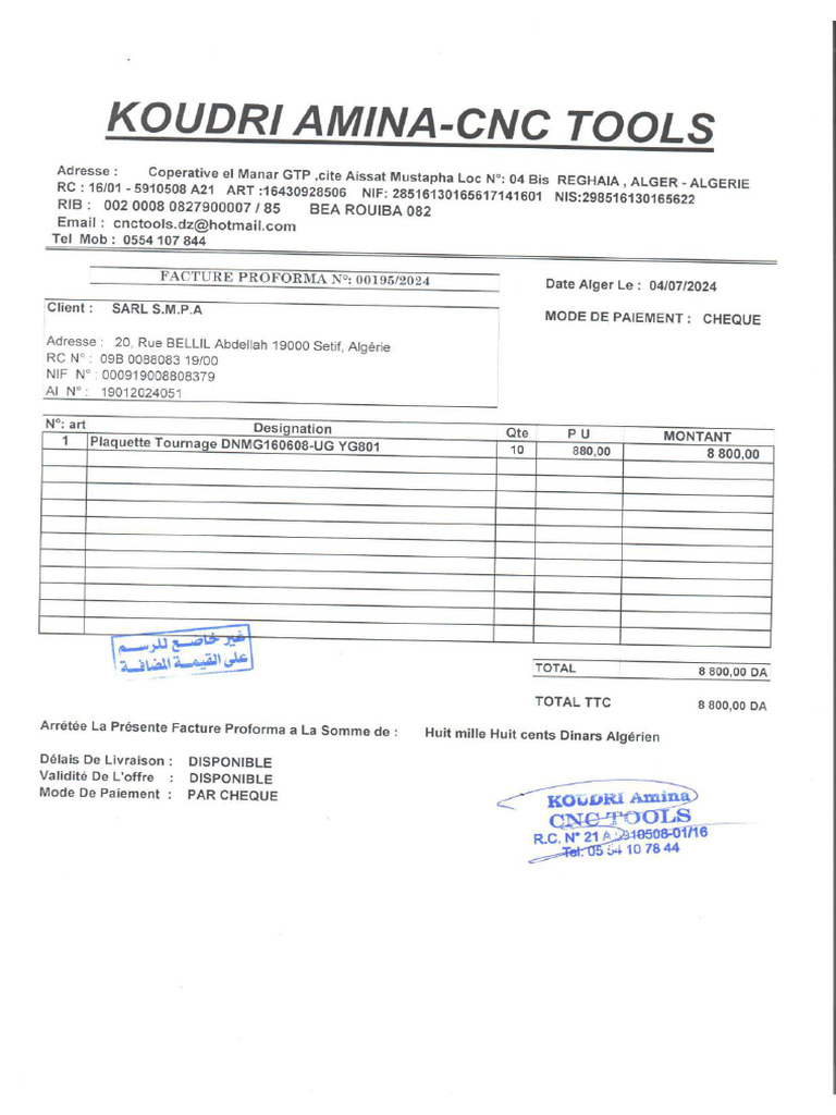 Facture Proforma 00195 001 | PDF