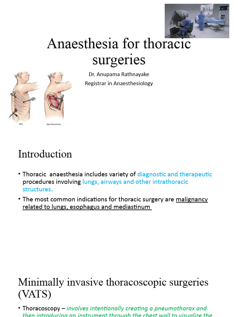 Anaesthesia For Thoracic Surgeries - 093040 | PDF | Lung | Surgery
