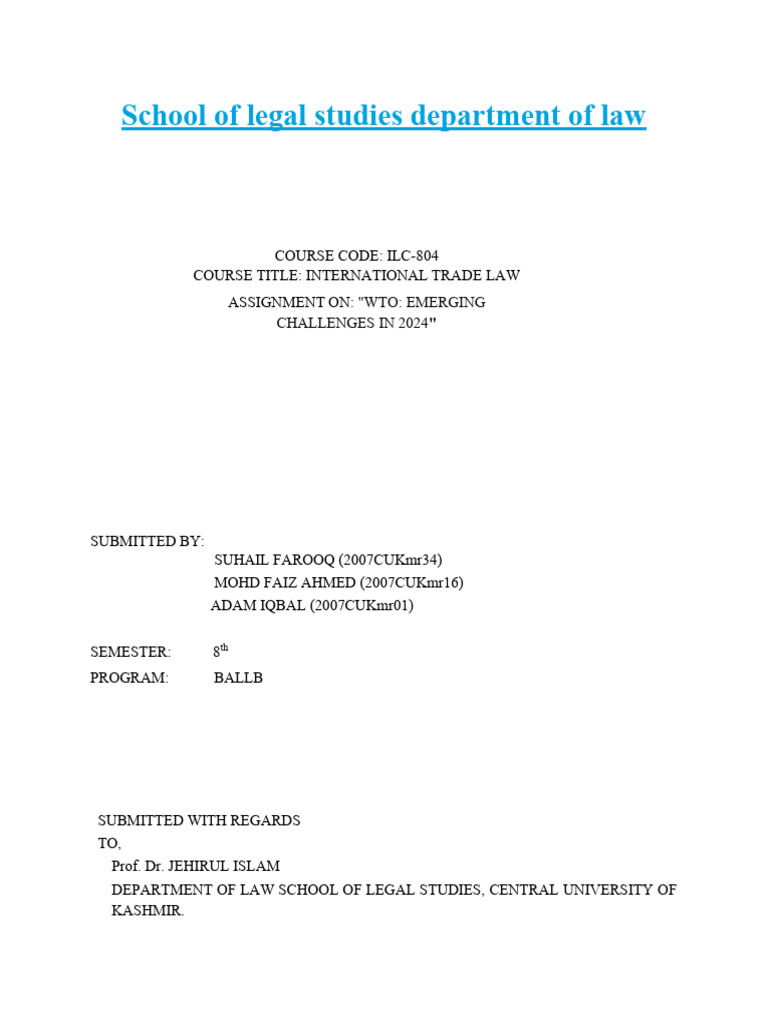 WTO Challenges in 2024: Key Insights | PDF | World Trade Organization ...