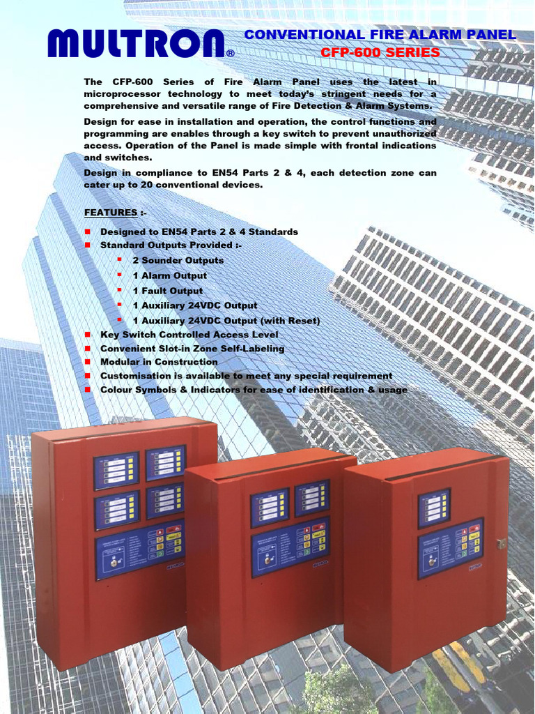 Multron CFP600 Fire Alarm Panel | PDF | Equipment | Electric Power