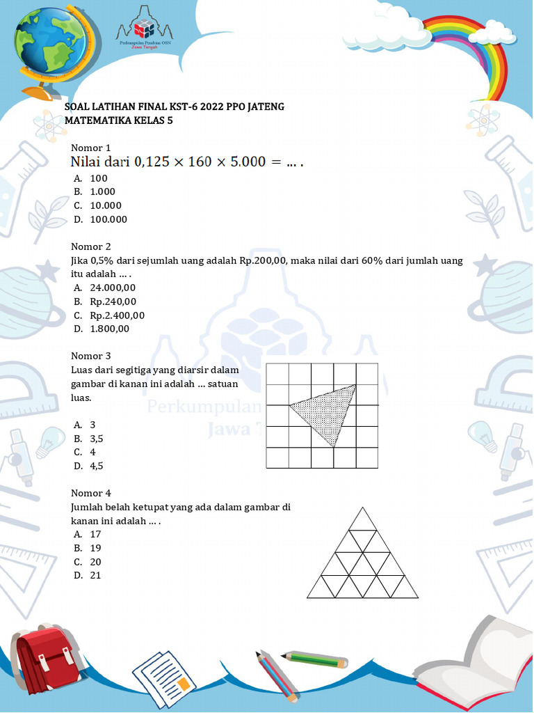Soal Latihan Final Kst 6 Mat Kelas 5 | PDF