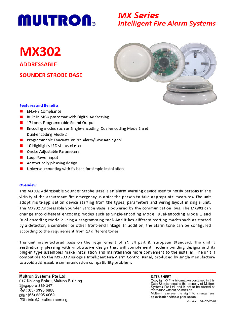 Multron MX302 V1.1 Sounder Strobe Base | PDF | Electrical Engineering | Electronics