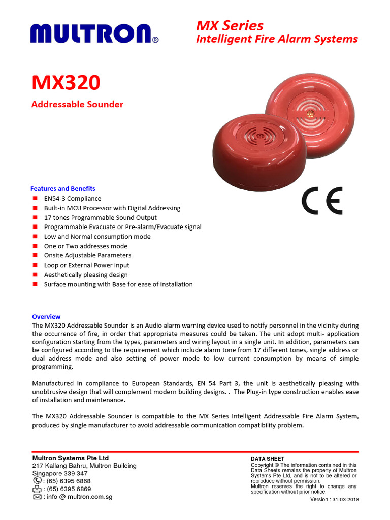 Multron MX320 V1.1 Sounder | PDF | Security Alarm | Computer Science