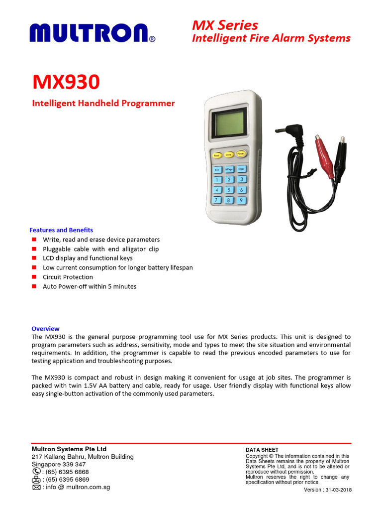 Multron MX930 V1.1 Hand Programmer | PDF | Computing | Computer Engineering