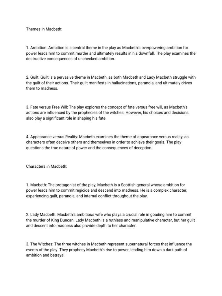 Macbeth Themes by Eric Kajawa | PDF | Macbeth | Shakespearean Characters