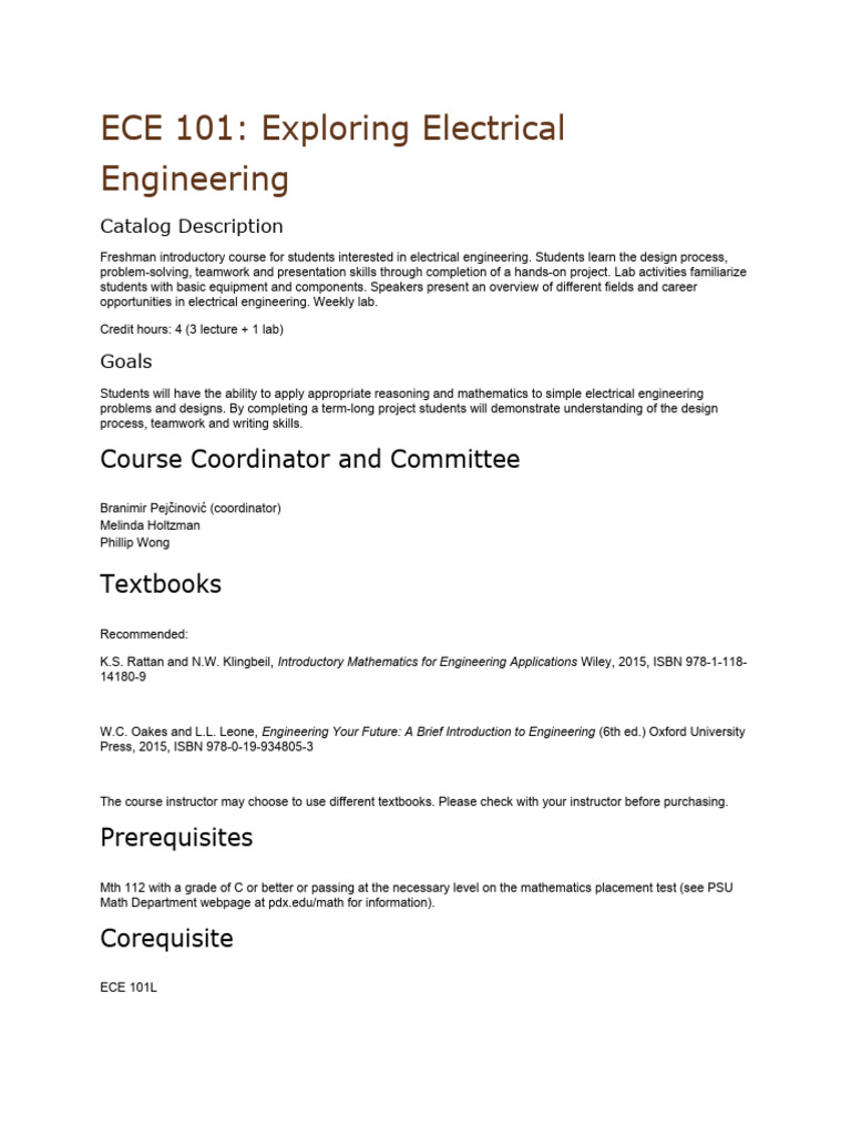 101 - Exploring Electrical Engineering | PDF | Engineering | Electronic ...