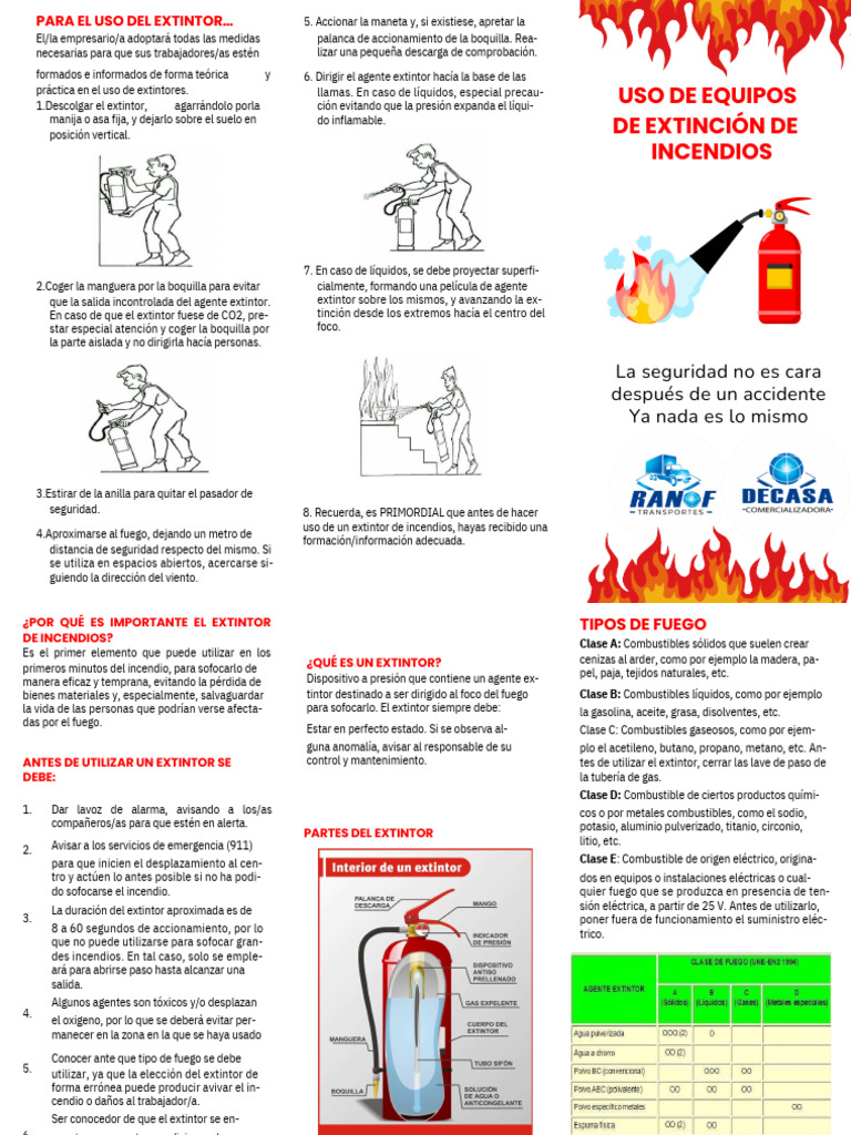 8 Triptico Uso de Extintores PDF | PDF | Combustibles | Materiales