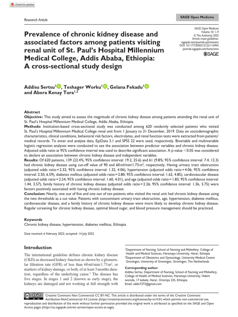 Sertsu Et Al 2022 Prevalence of Chronic Kidney Disease and Associated ...