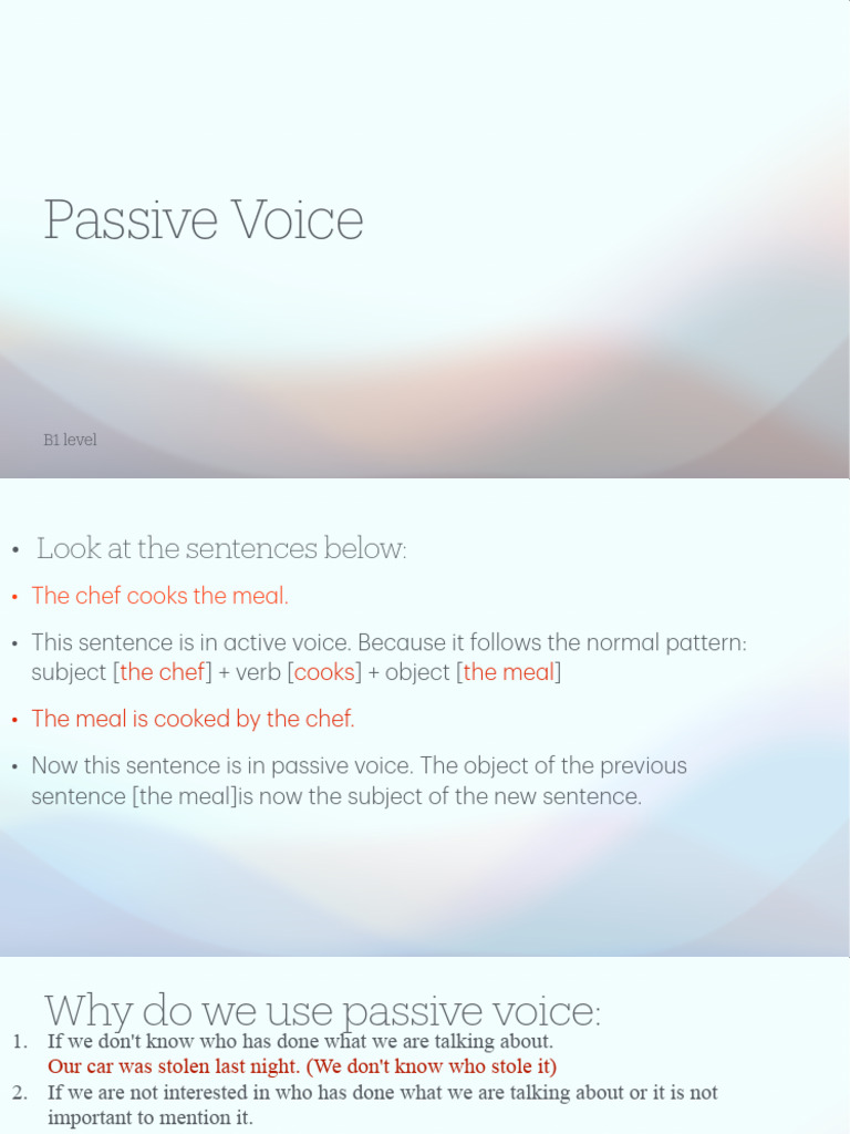 Passive Voice: B1 Level | PDF | Syntactic Relationships | Morphology