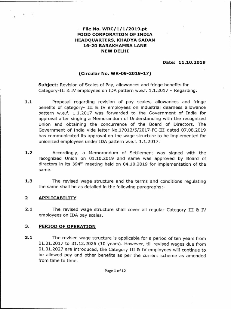 Wage Revision 111019 | PDF