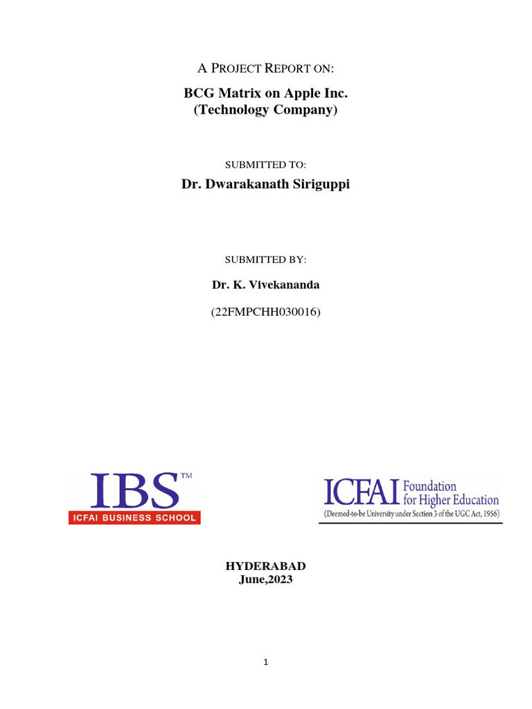 BCG Matrix On Apple Inc. - K. Vivekananda - 22FMPCHH030016 | PDF ...