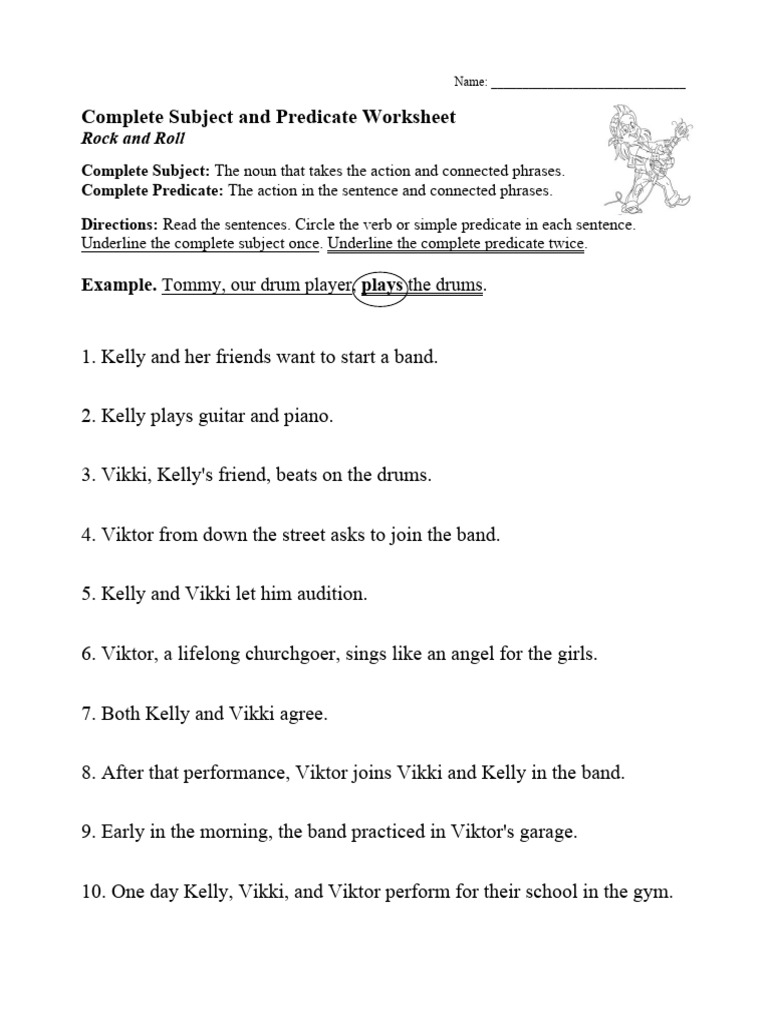 Complete Subject and Predicate Practice | PDF