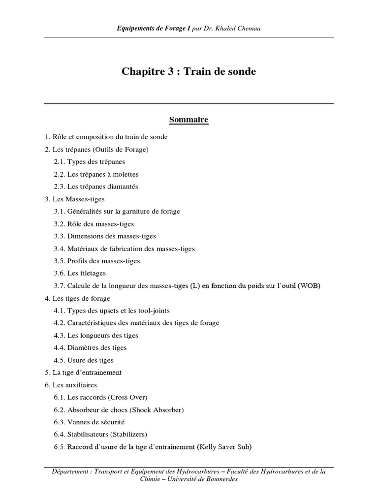 Train de sonde et trépans de forage | PDF | Forage | Vis de fixation