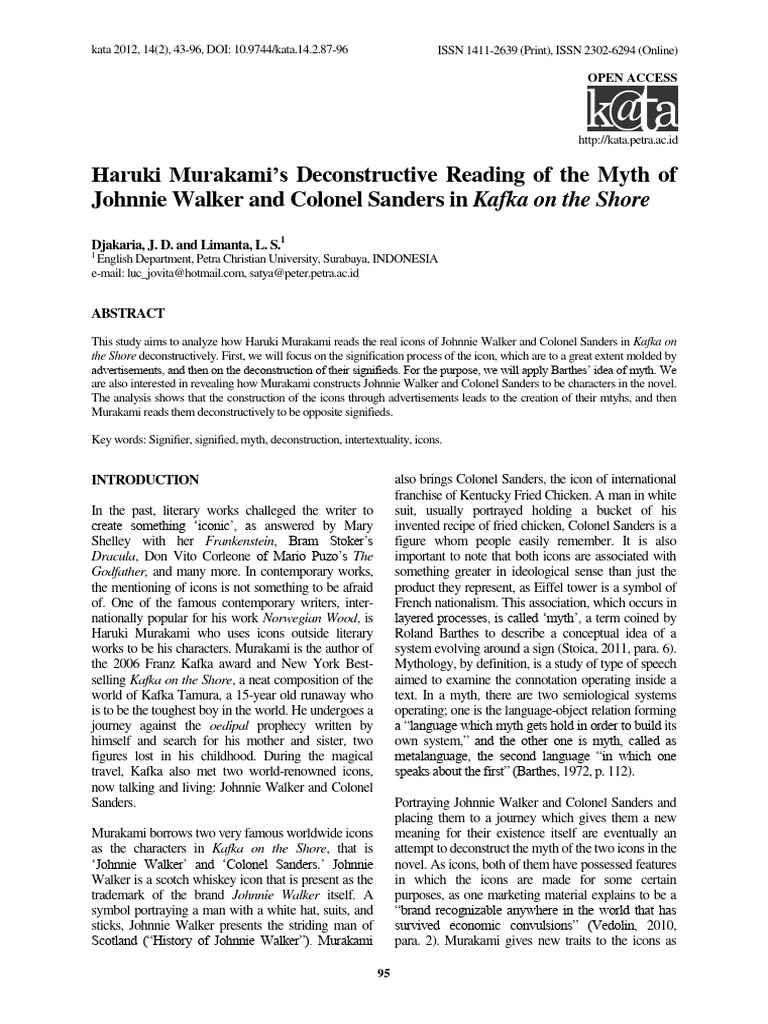Haruki Murakami's Deconstructive Reading of The Myth of Johnnie Walker ...