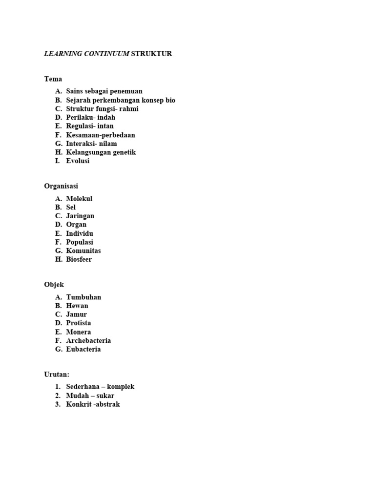 Contoh Learning Continuum Bio Struktur-Lengkapi | PDF