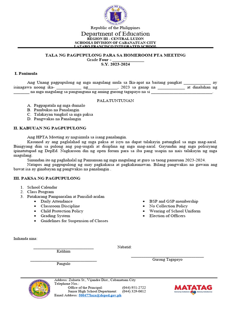 Minutes Hpta | PDF