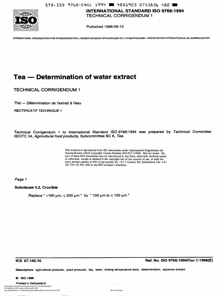 Determination of Water Extract | PDF | International Organization For Standardization
