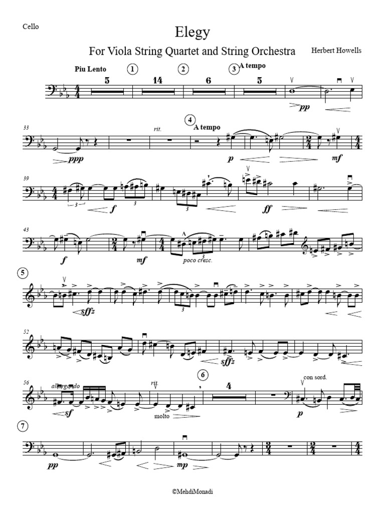 Herbert Howells String Quartet - Cello | PDF | Chamber Music | Musicology