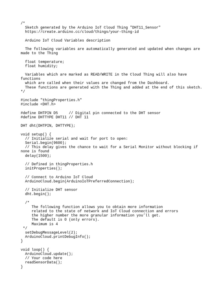 Iot DHT11 | PDF | Internet Of Things | Arduino