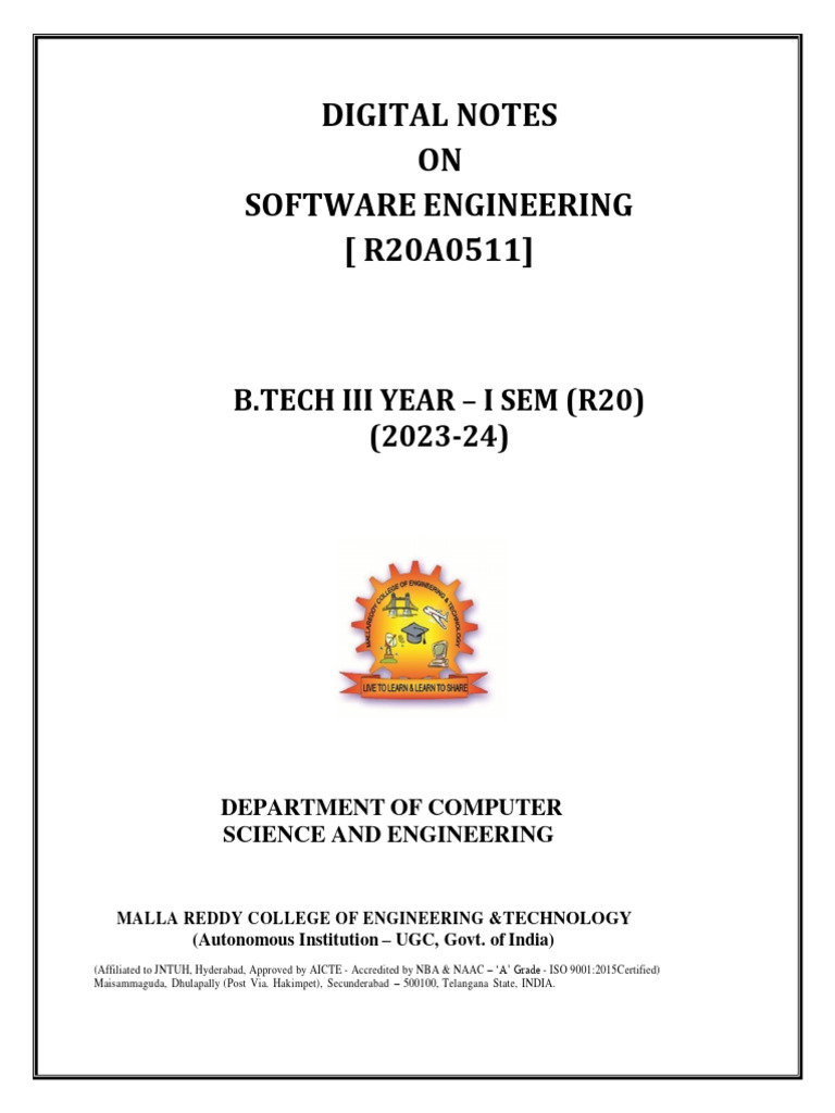 Software Engineering (R20a0511) | PDF | Class (Computer Programming) | Unified Modeling Language