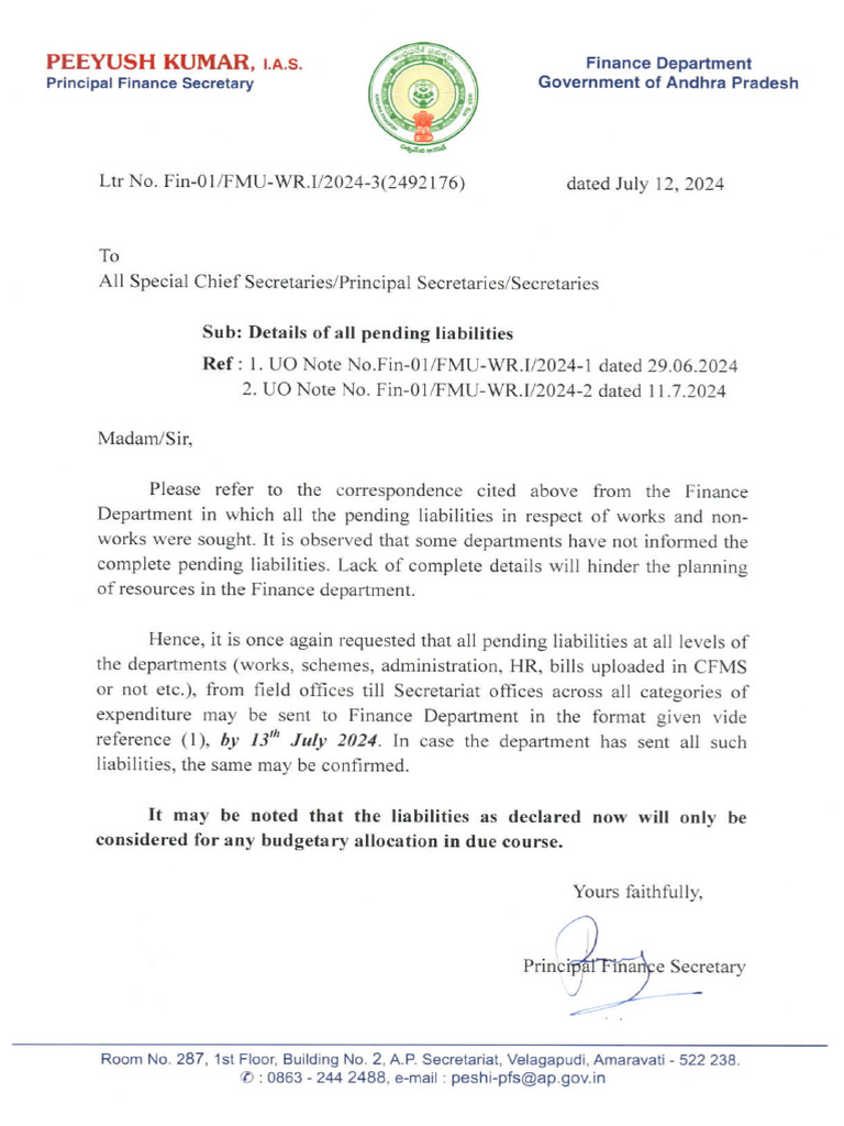 Finance - Details of All Pending Liabilities | PDF