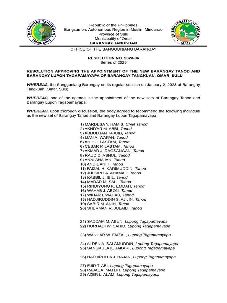 Tanod Resolution | PDF | Philippines