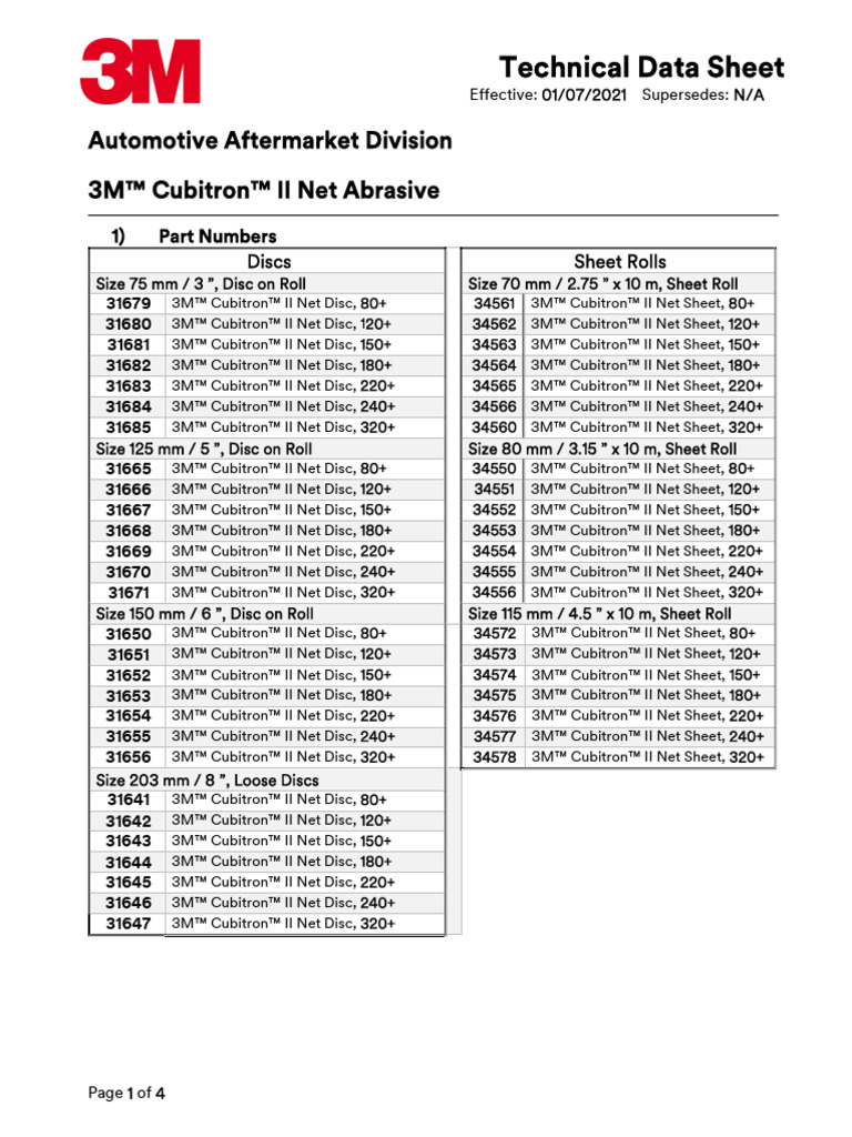3m Cubitron II Net Abrasive Tds Ceemea | PDF | Paint | Materials