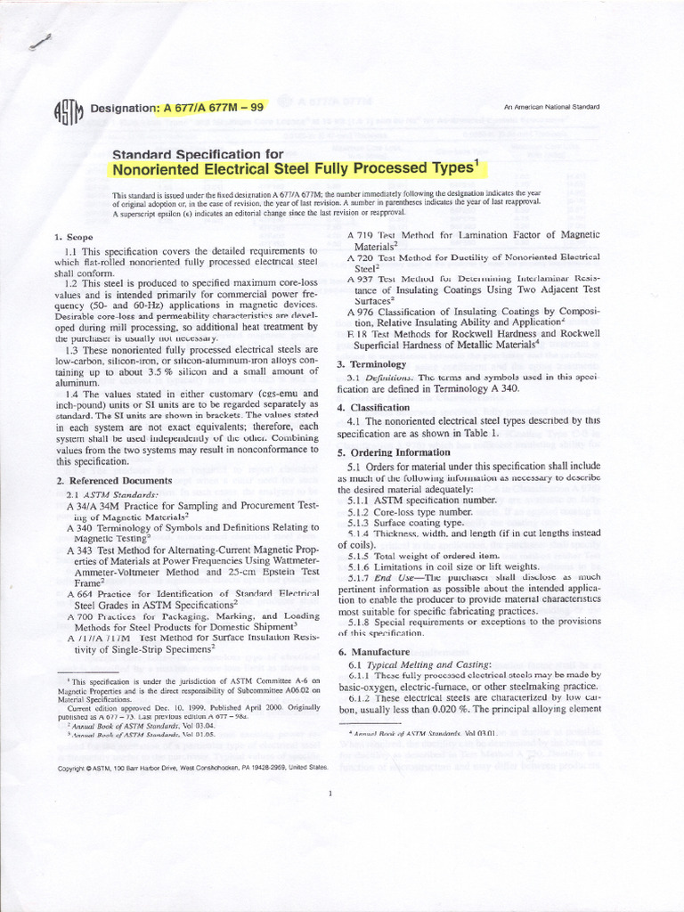 ASTM A677-A677m-99 | PDF