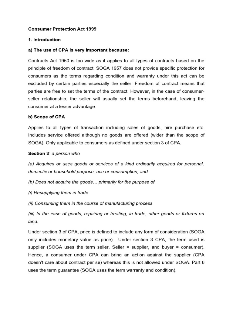 Consumer Protection Act 1999 | PDF | Goods | Civil Law (Legal System)