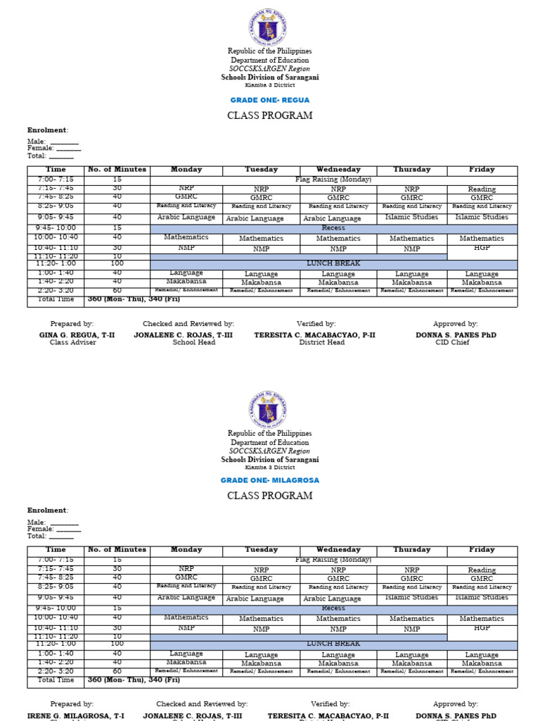 Class Program Matatag 2024 | PDF | Inquiry | Observation