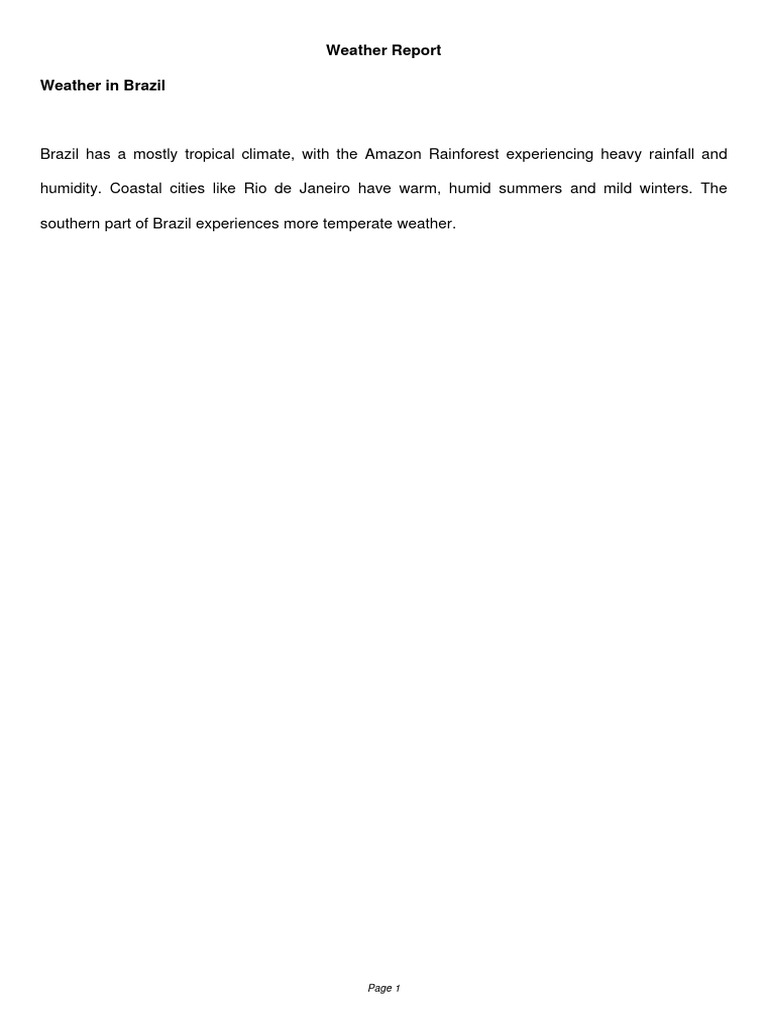 Weather In Brazil Pdf Temperate Climate Tropics