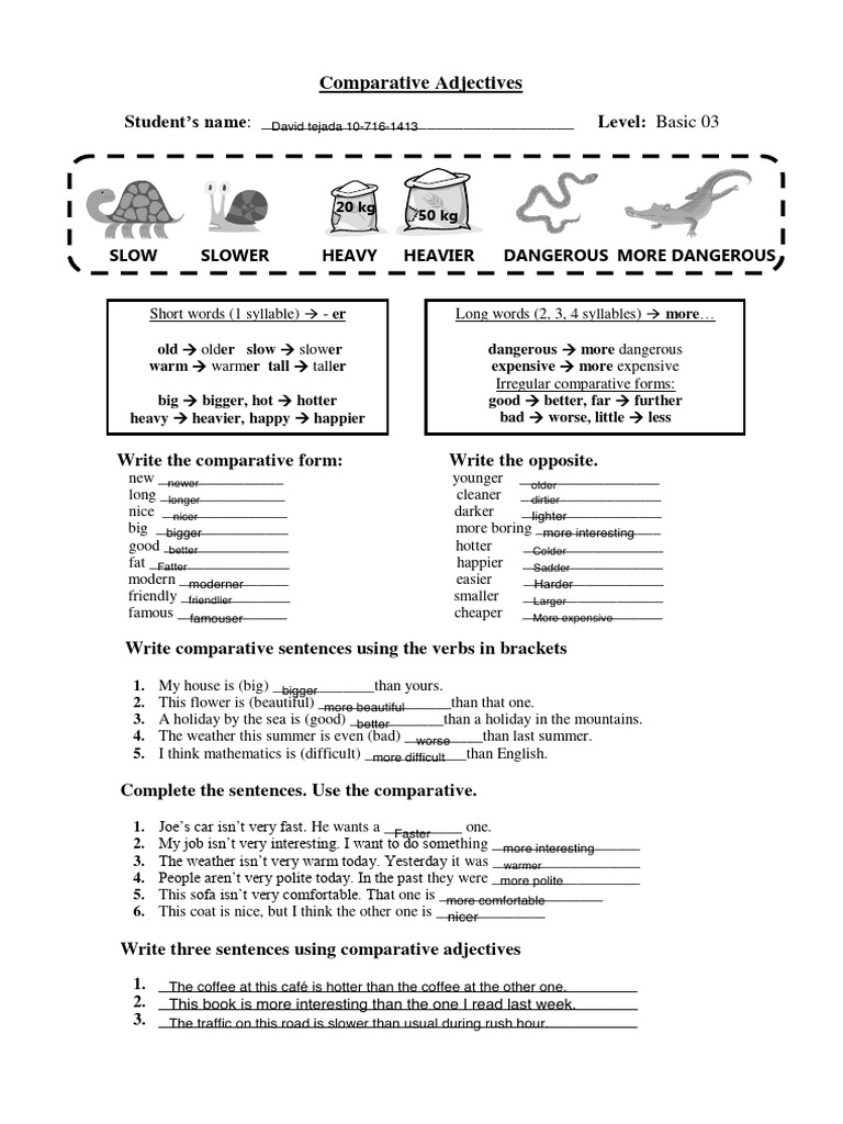 Comparatives of Adjectives 2 | PDF | Grammar | Syntax