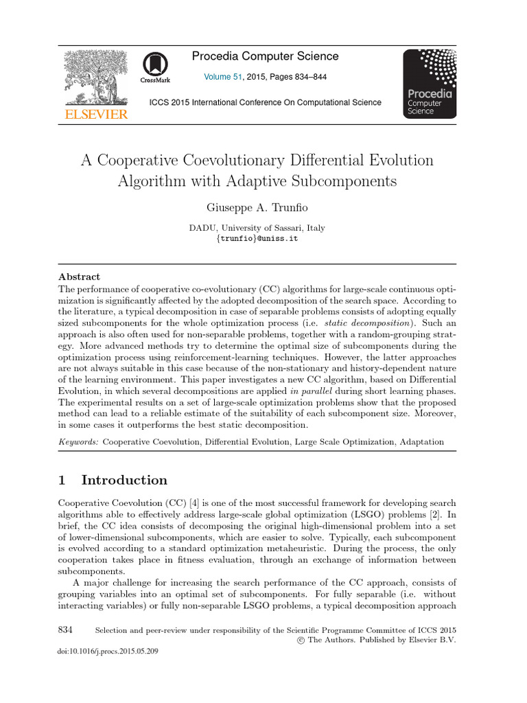 A Cooperative Coevolutionary Differential Evolution Alg - 2015 - Procedia Comput | PDF ...